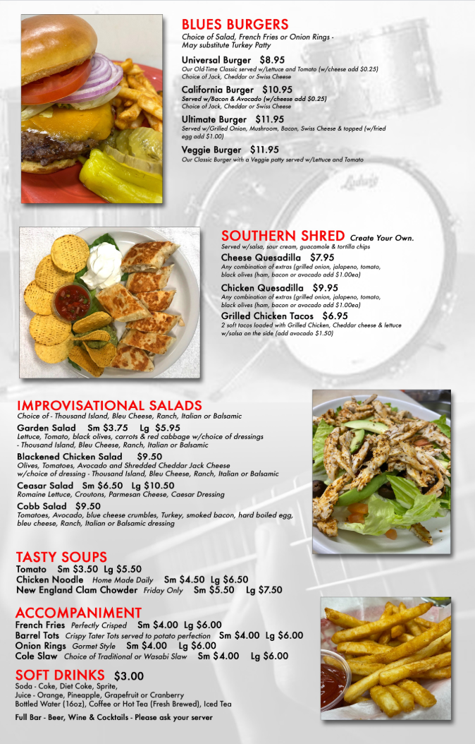 Menu | Universal Bar & Grill in Los Angeles